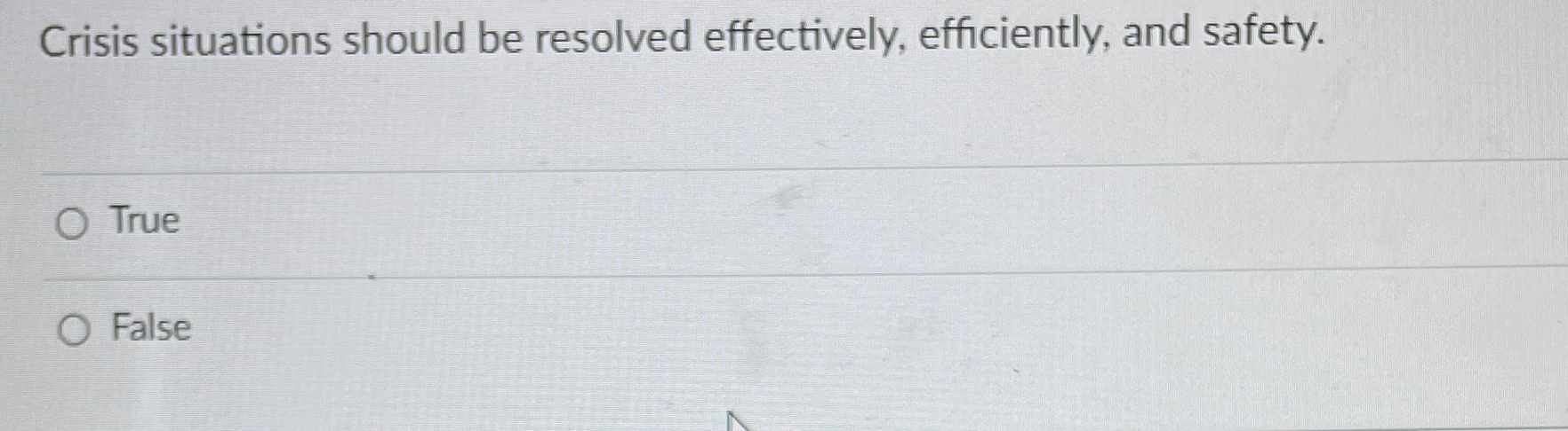 Solved Crisis situations should be resolved effectively, | Chegg.com