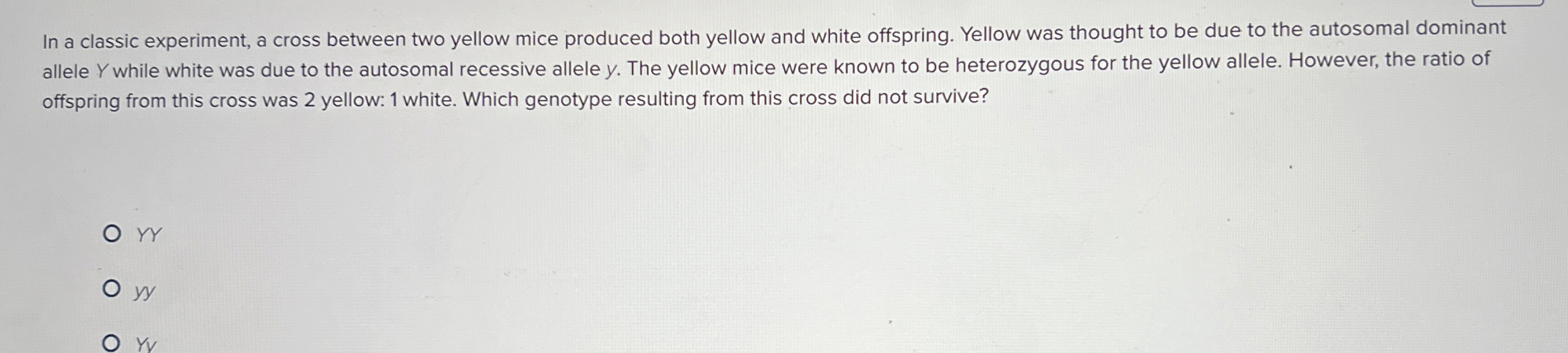 Solved In a classic experiment, a cross between two yellow | Chegg.com