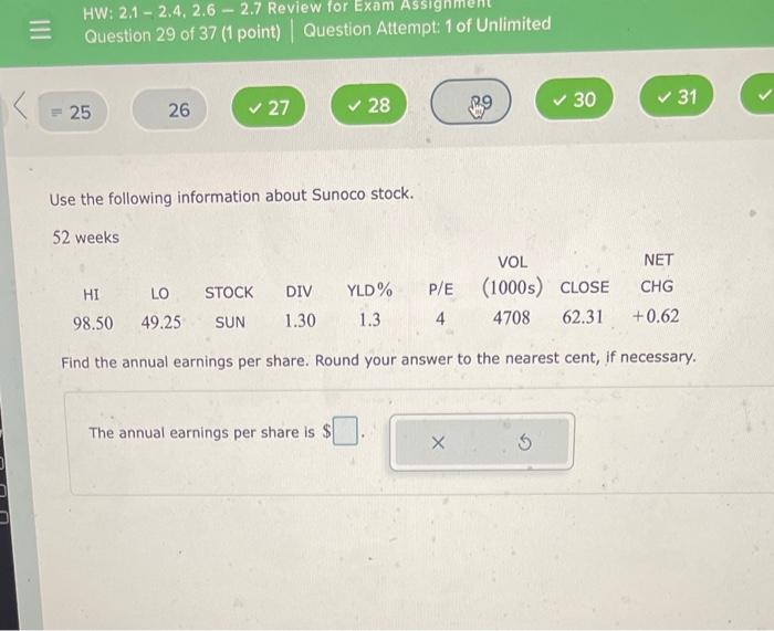 Use the following information about Sunoco stock. 52 | Chegg.com