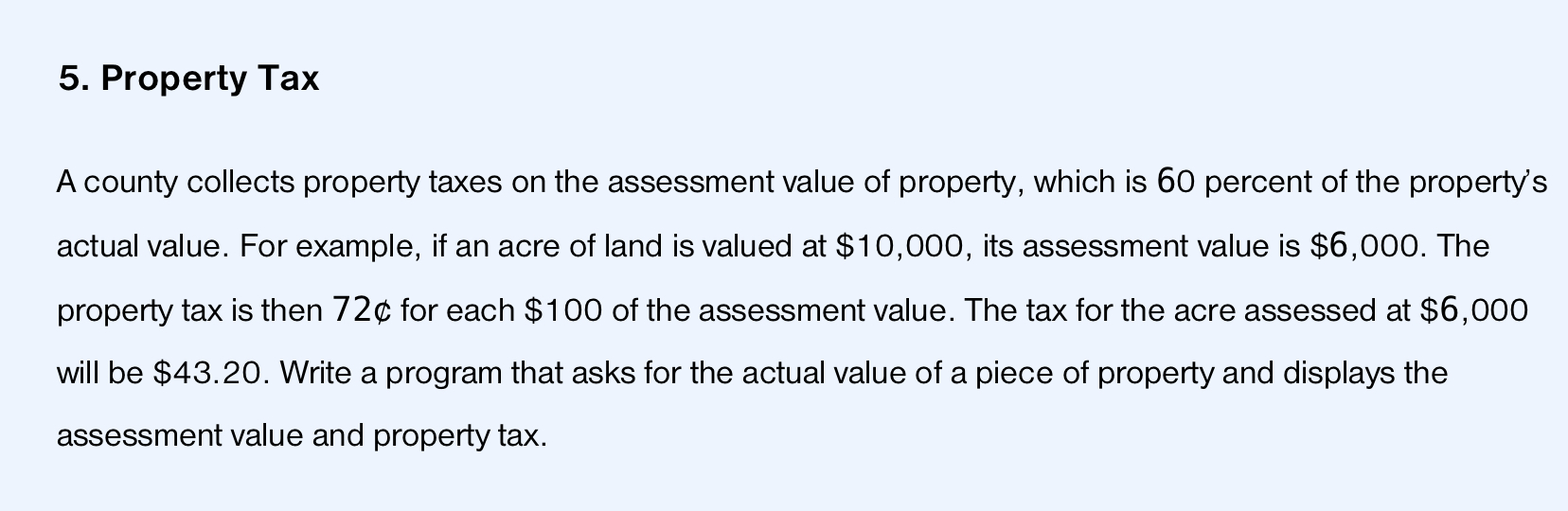 Solved Property TaxA county collects property taxes on the | Chegg.com