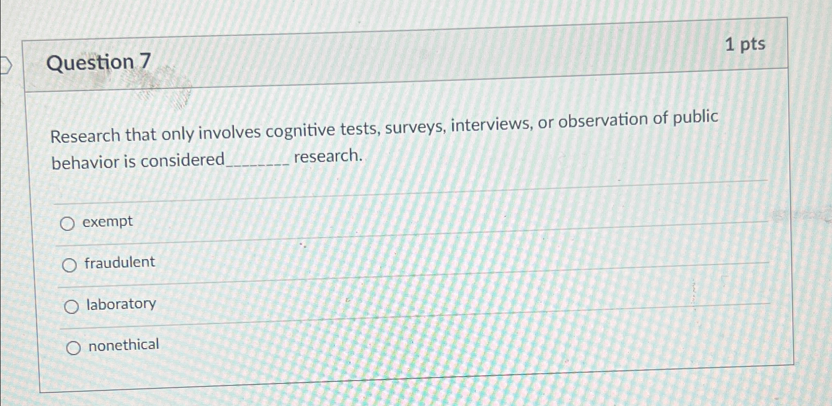 Solved Question 71ptsResearch that only involves cognitive | Chegg.com