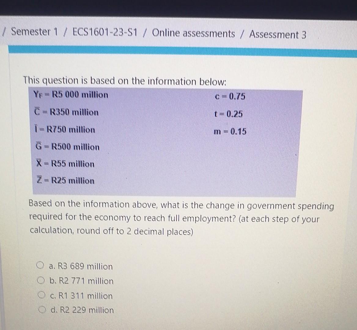 Solved This question is based on the information below: | Chegg.com