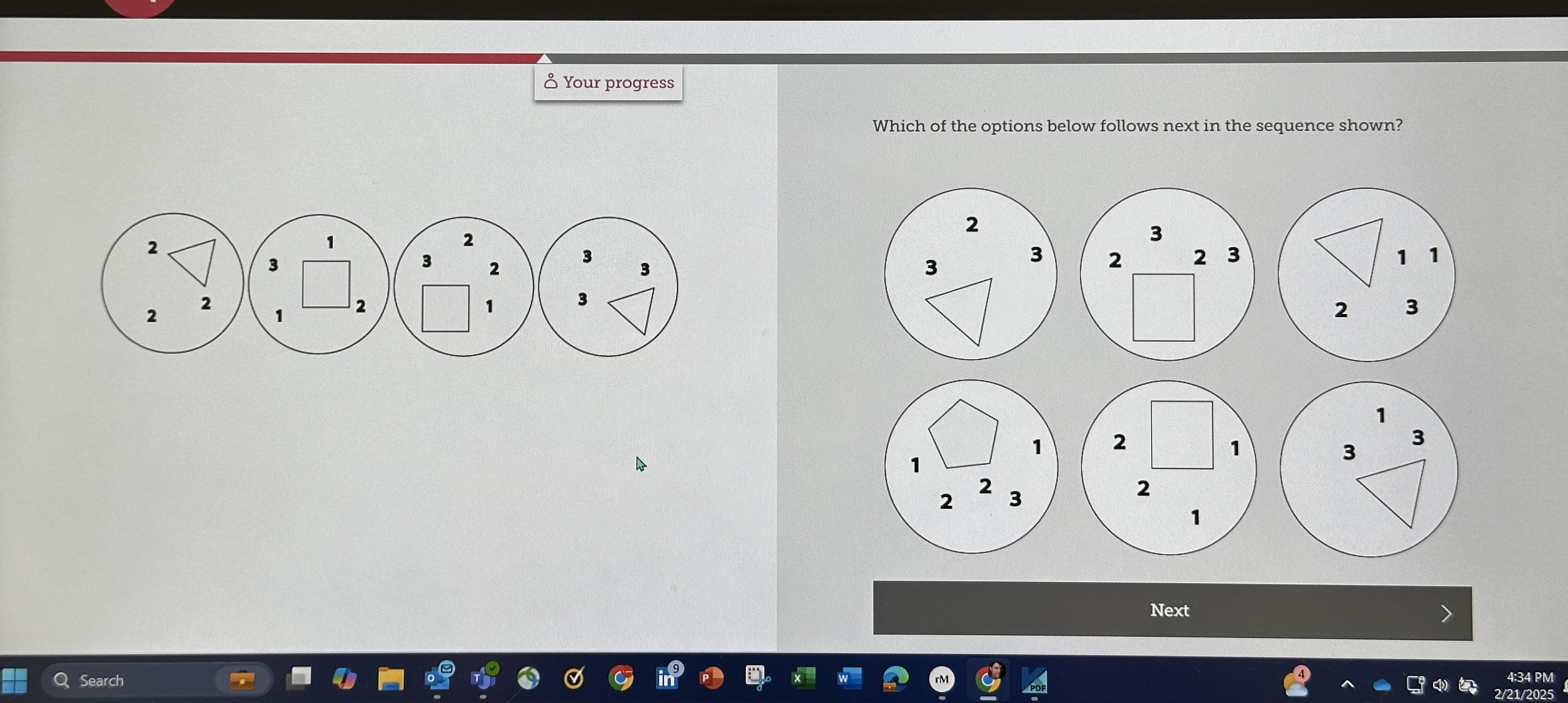 Which of the options below follows next in the | Chegg.com