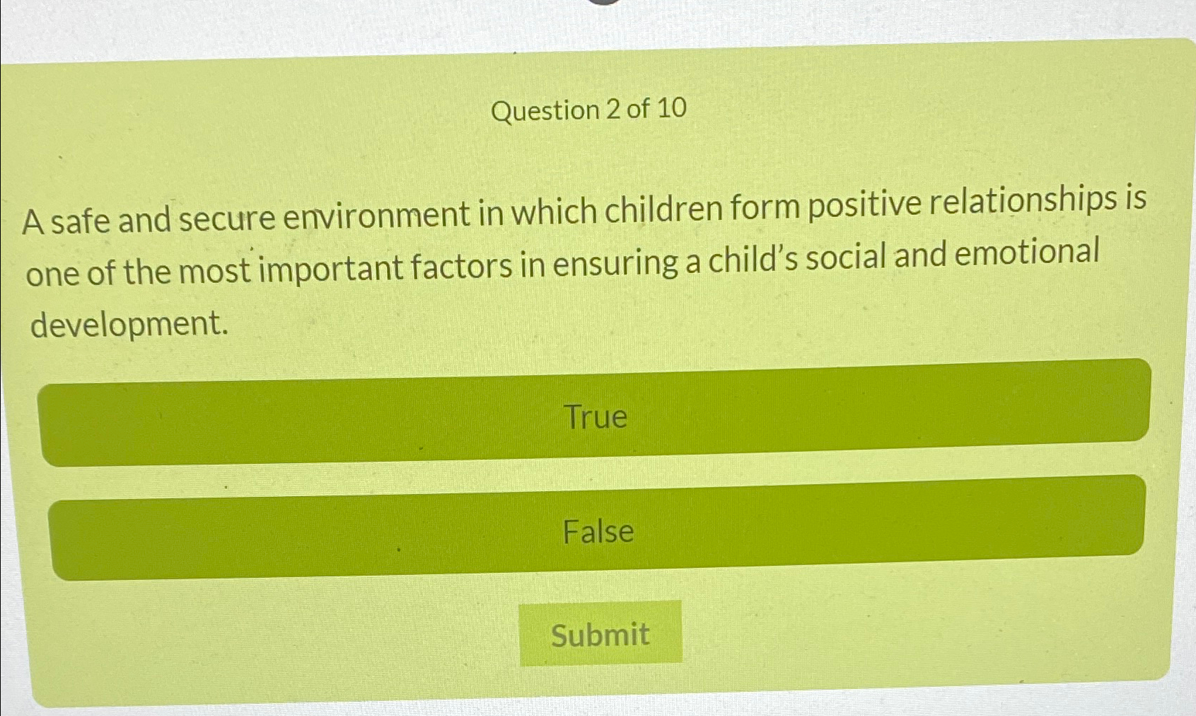 Solved Question 2 ﻿of 10A safe and secure environment in | Chegg.com