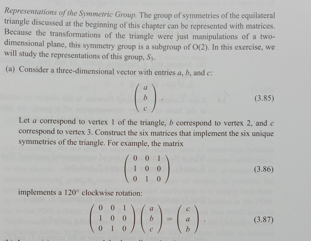 Solved Representations of the Symmetric Group. The group of | Chegg.com