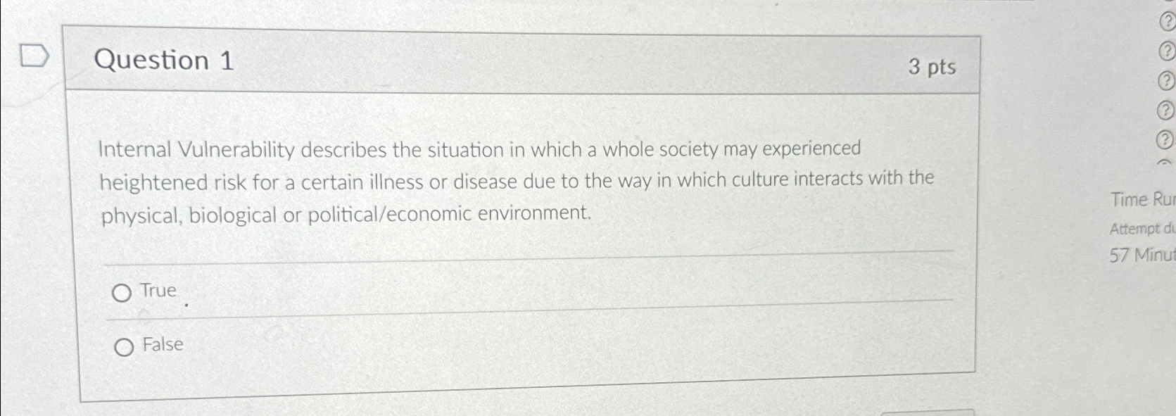 Solved Question 13 ﻿ptsInternal Vulnerability describes the | Chegg.com