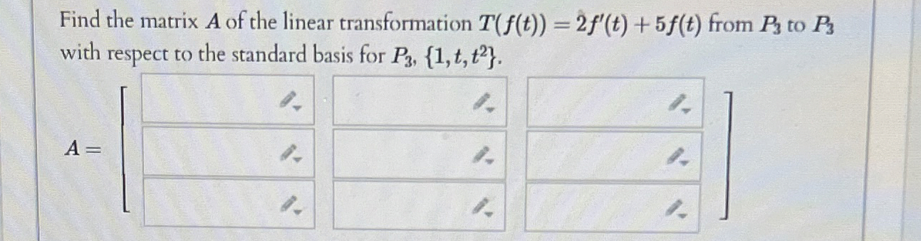 Solved Find the matrix A ﻿of the linear transformation | Chegg.com