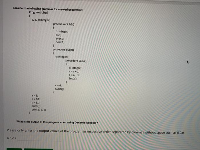 Solved Consider the following grammar for answering | Chegg.com