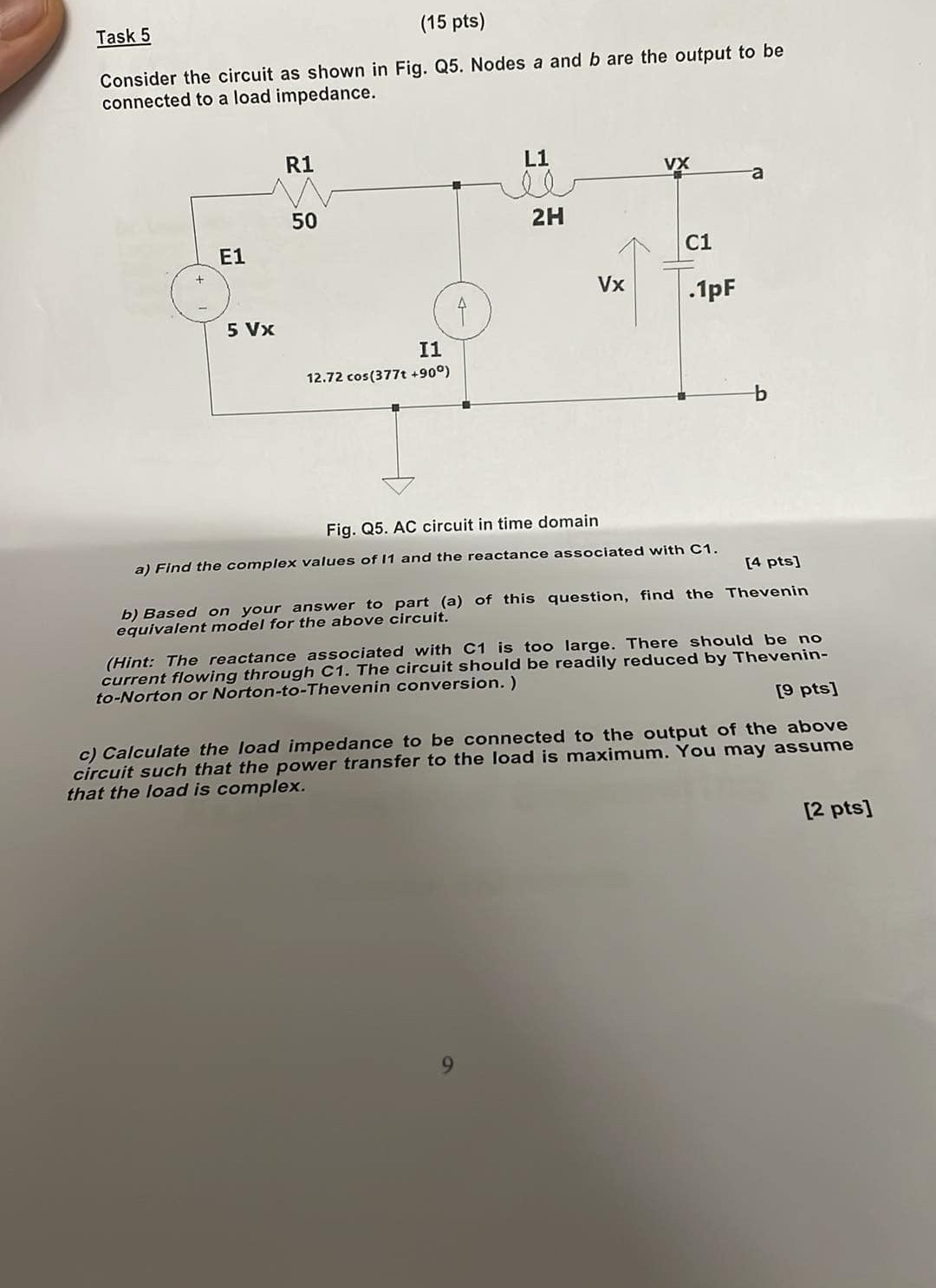 Solved by an EXPERT Task 5(15 ﻿pts)Consider the circuit as shown in Fig. | Chegg.com