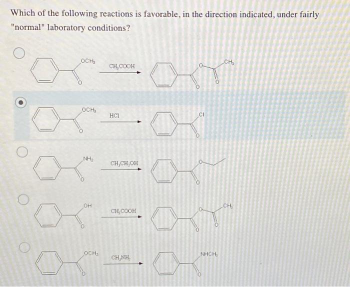 Which of the following reactions is favorable, in the | Chegg.com