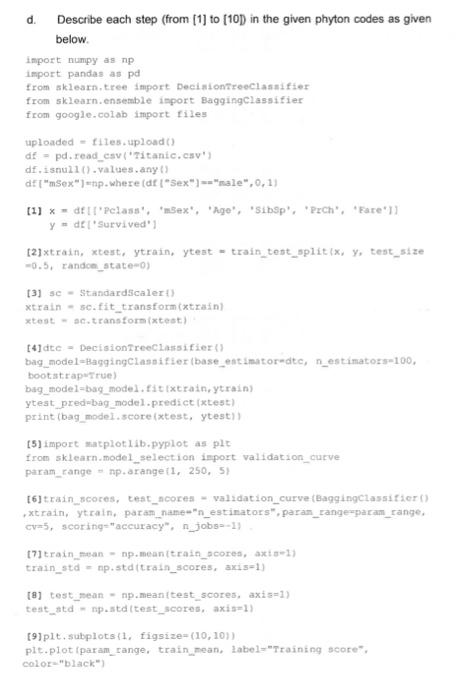Solved d. Describe each step (from [1] to [101) in the given | Chegg.com