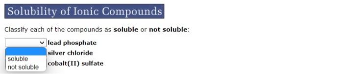 Solved Classify each of the compounds as soluble or not | Chegg.com