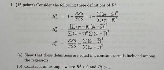 Solved 1. (15 points) Consider the following three | Chegg.com
