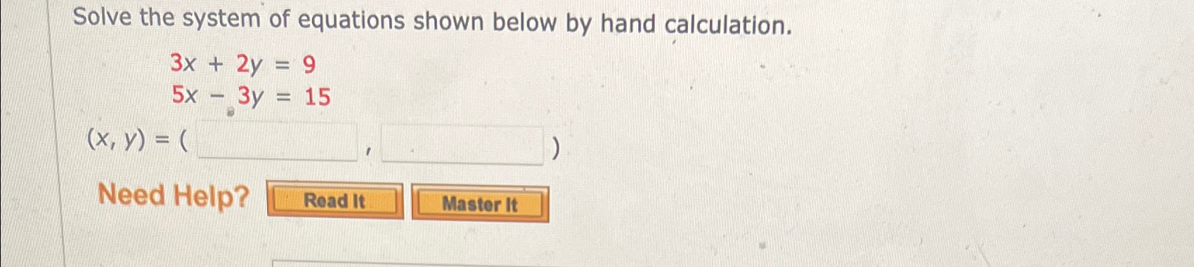 Solved Solve the system of equations shown below by hand | Chegg.com