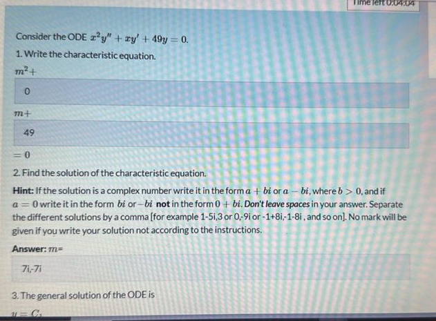 Solved Consider the ODE x2y''+xy'+49y=0.Write the | Chegg.com