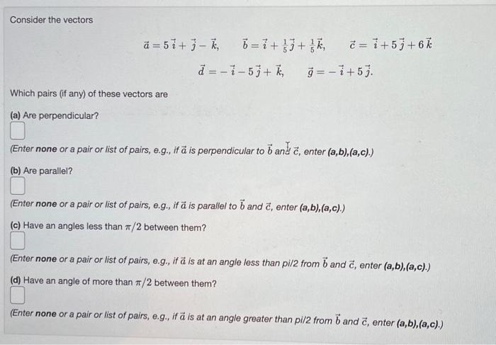 Solved Consider the vectors | Chegg.com