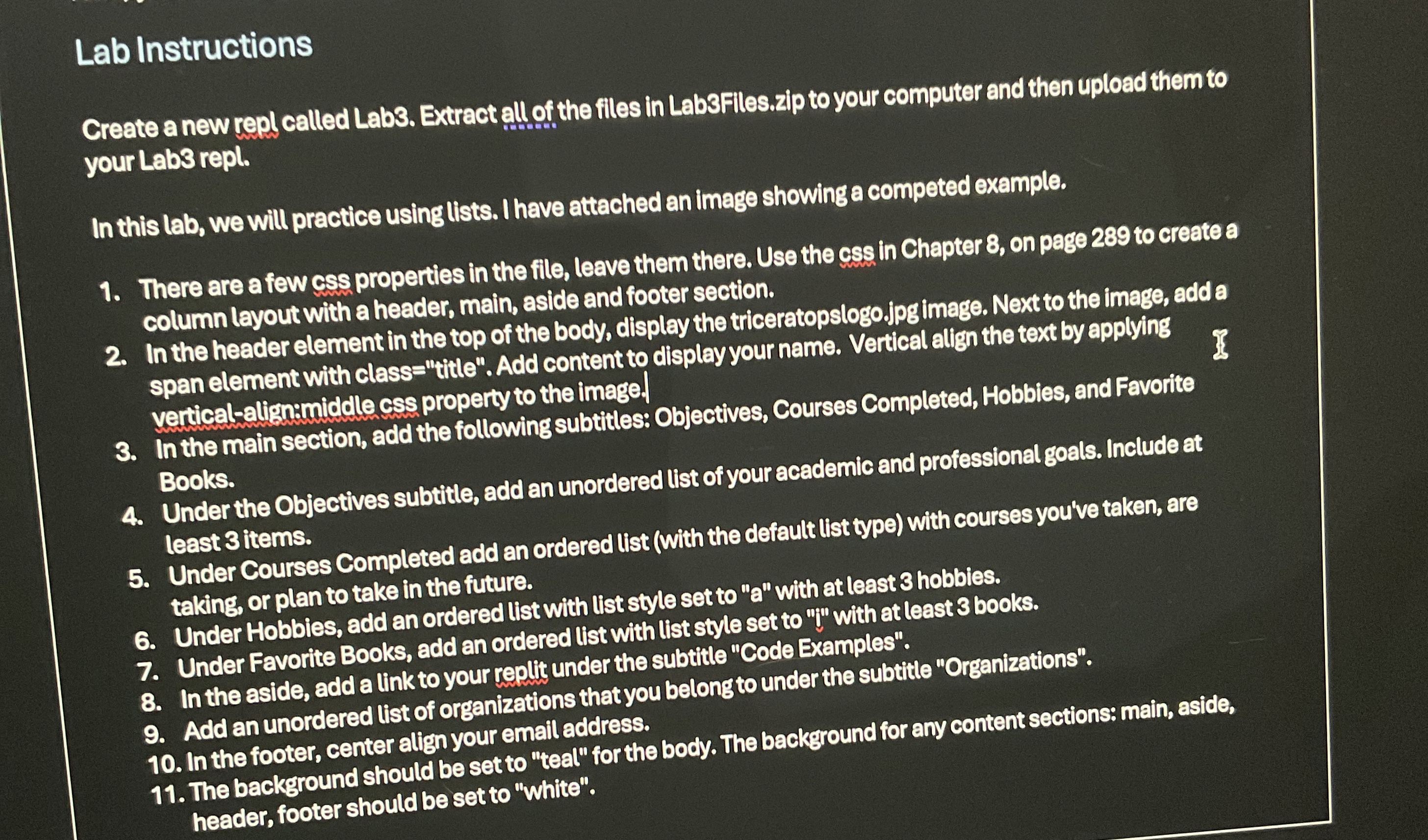Solved Steps for Lab InstructionsCreate a new repl called | Chegg.com