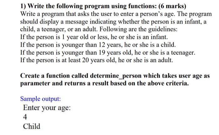 Solved 1) Write the following program using functions: (6 | Chegg.com Solved 1) Write the following program using functions: (6 | Chegg.com
