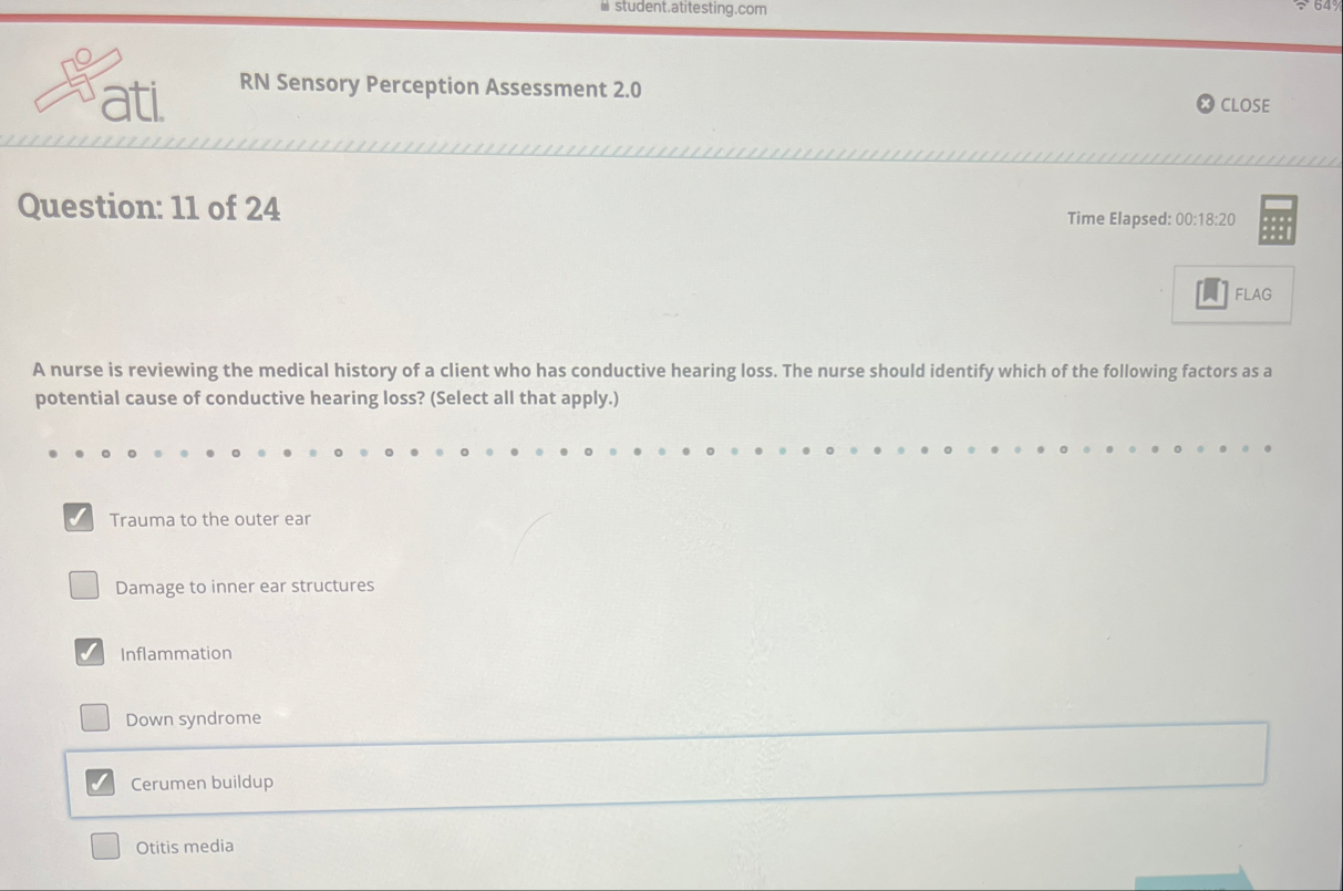 Solved student.atitesting.comRN Sensory Perception | Chegg.com
