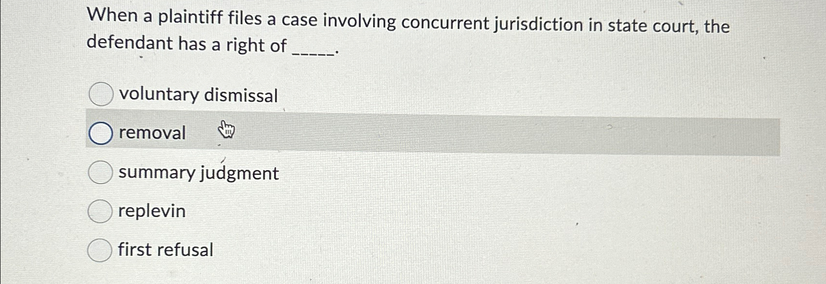 Solved When a plaintiff files a case involving concurrent | Chegg.com
