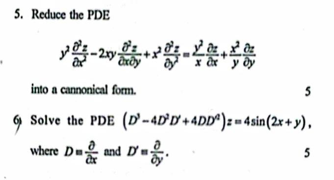 Solved 5. Reduce the PDE | Chegg.com