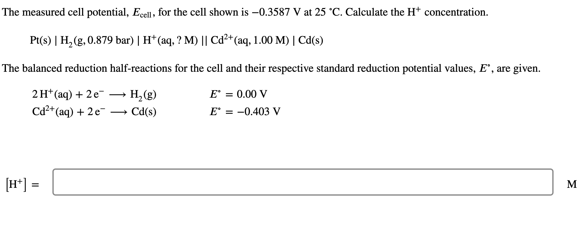 Solved The measured cell potential, Ecell , ﻿for the cell | Chegg.com