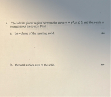 Solved The infinite planar region between the curve | Chegg.com
