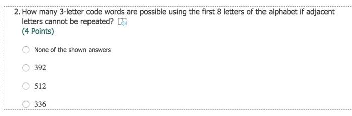 Solved 2 How Many 3 Letter Code Words Are Possible Using