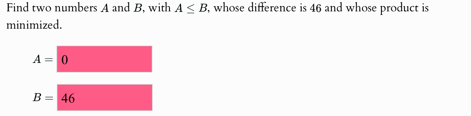 Solved Find two numbers A and B, ﻿with A≤B, ﻿whose | Chegg.com