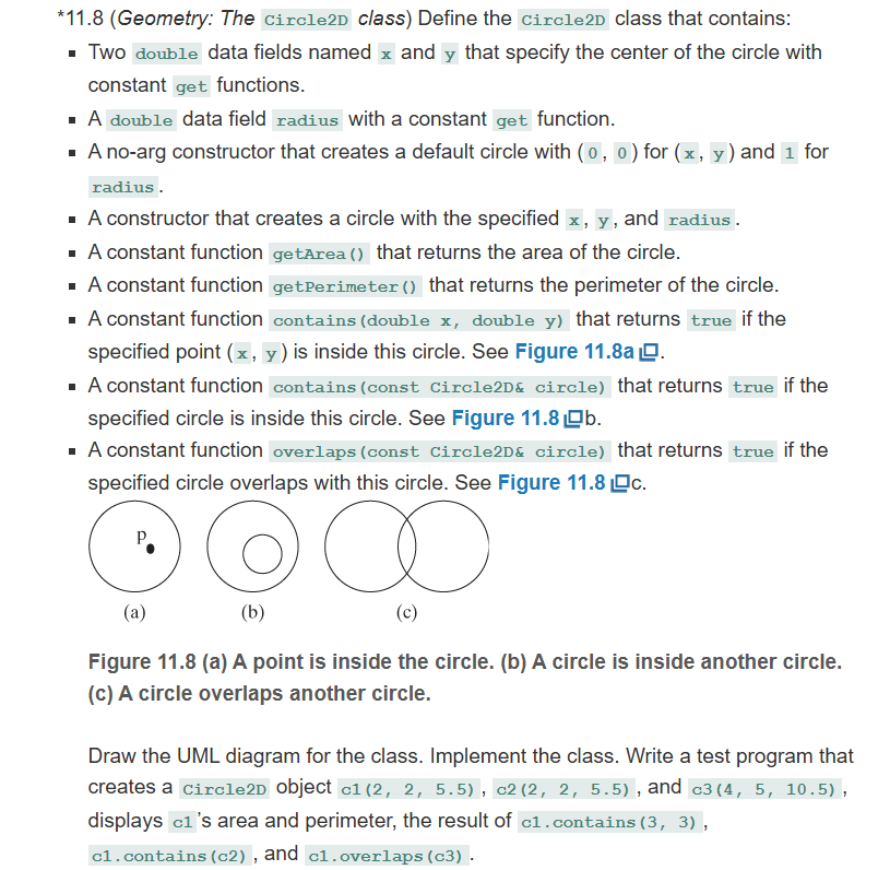 *11.8 (Geometry: The Circle2D class) ﻿Define the | Chegg.com
