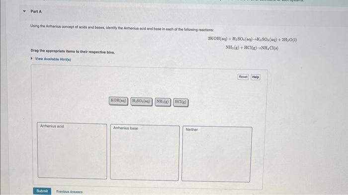 Solved Uting the Aritenius conceyt of acids and bases, | Chegg.com