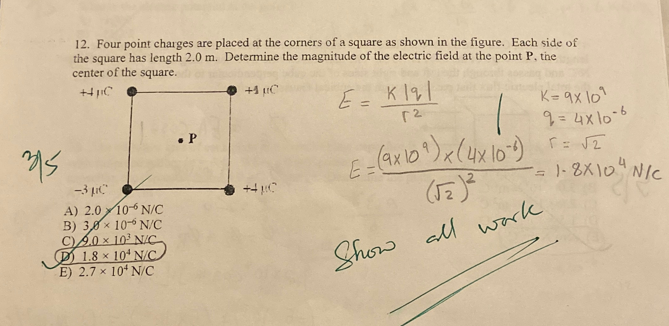 Solved Four point charges are placed at the corners of a | Chegg.com