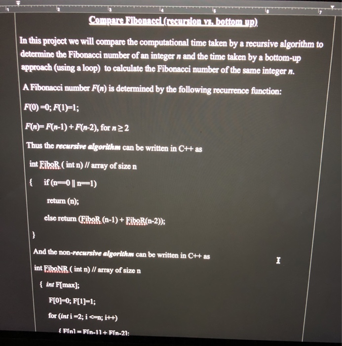 Solved Compare Fibonacci Recursion Vs Bottom Up In This