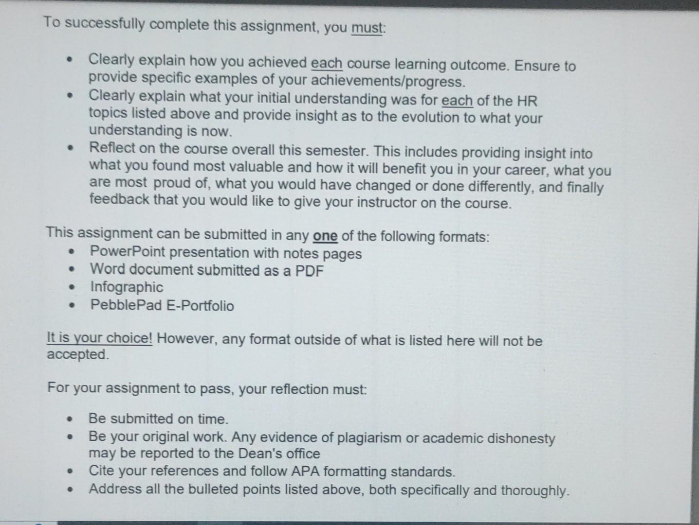 Solved this assignment, you will reflect on the progress you | Chegg.com