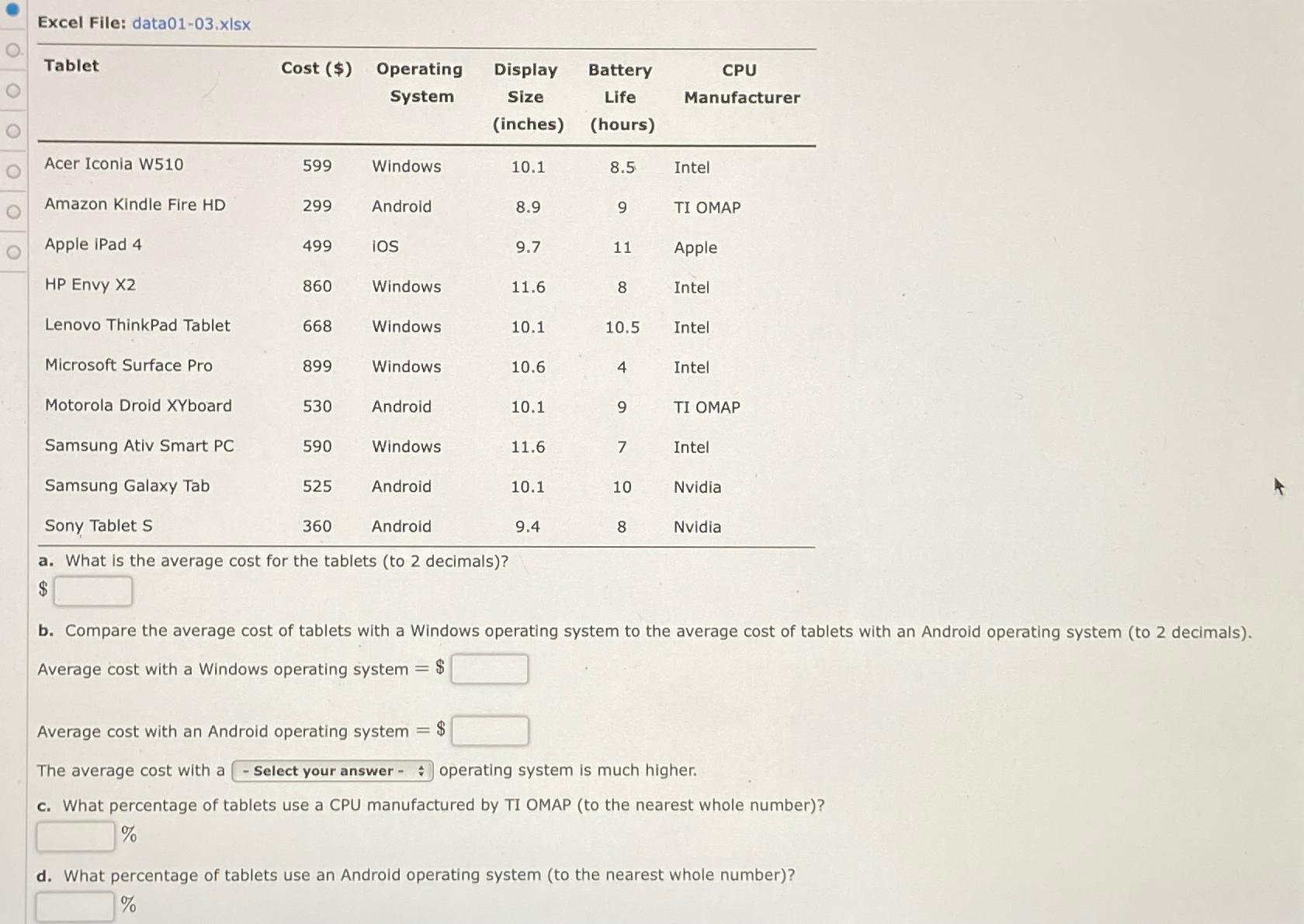 Solved Excel File: data01-03.xlsx\table[[Tablet,Cost | Chegg.com