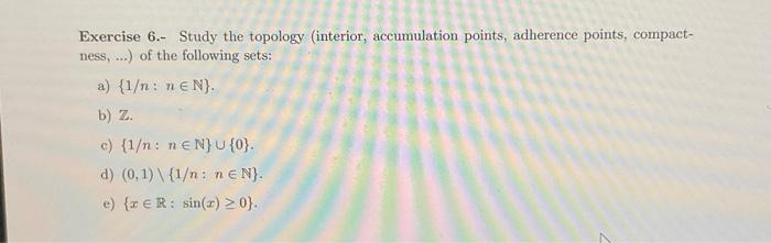 Solved Exercise 6.- Study the topology (interior, | Chegg.com