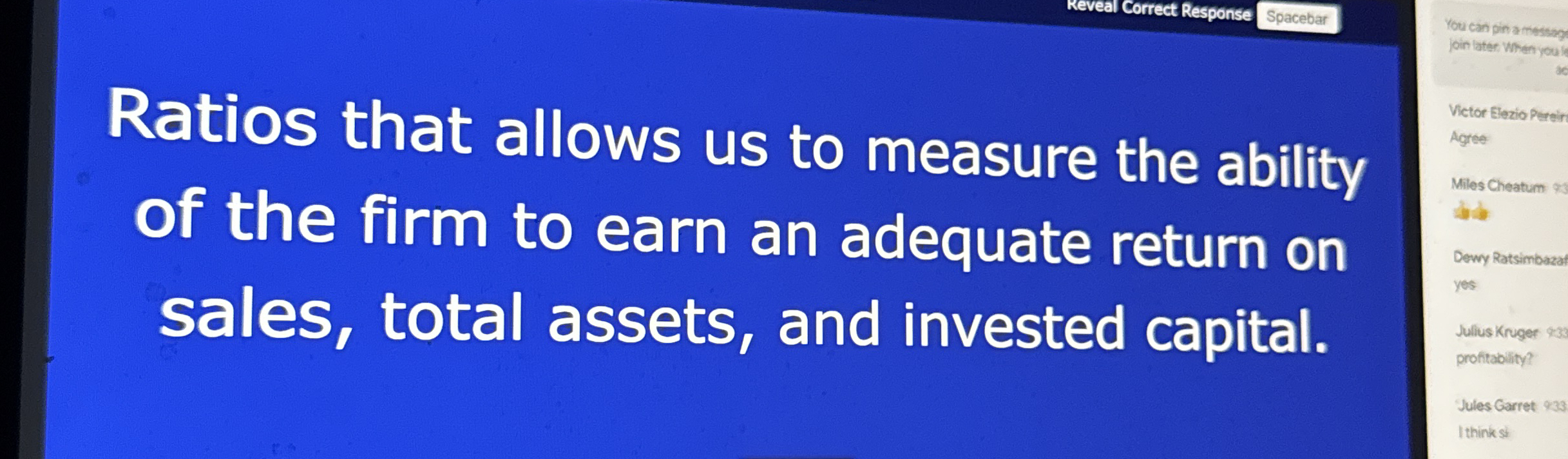 Solved Ratios that allows us to measure the ability of the | Chegg.com