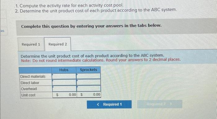 Solved 1. Compute the activity rate for each activity cost | Chegg.com
