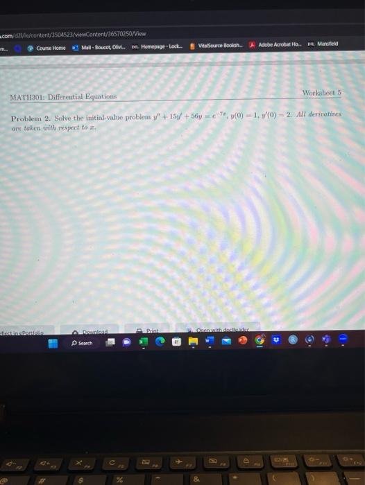 Solved Problem 2. Solve the initial value problem | Chegg.com