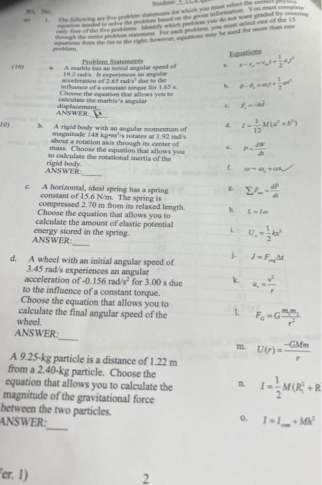 Solved just equation | Chegg.com