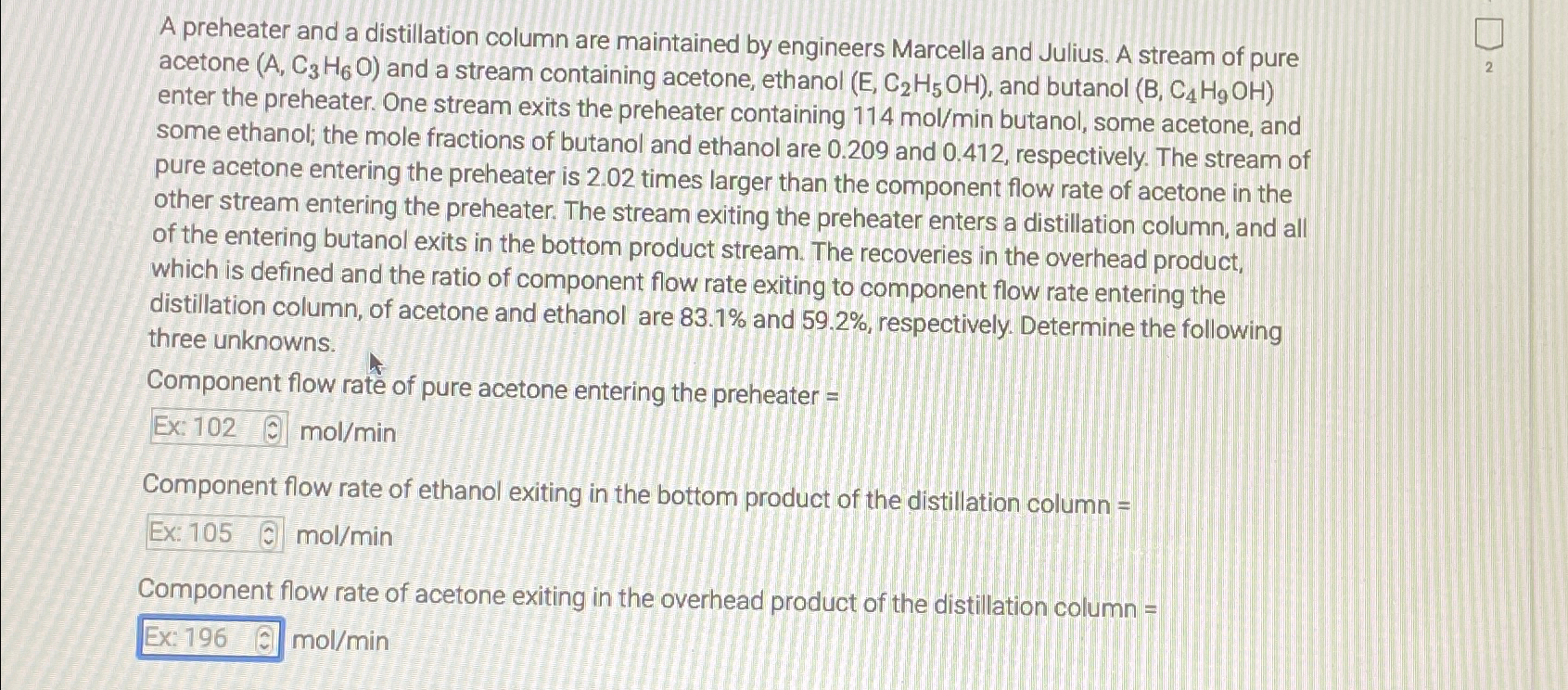 Solved A preheater and a distillation column are maintained | Chegg.com