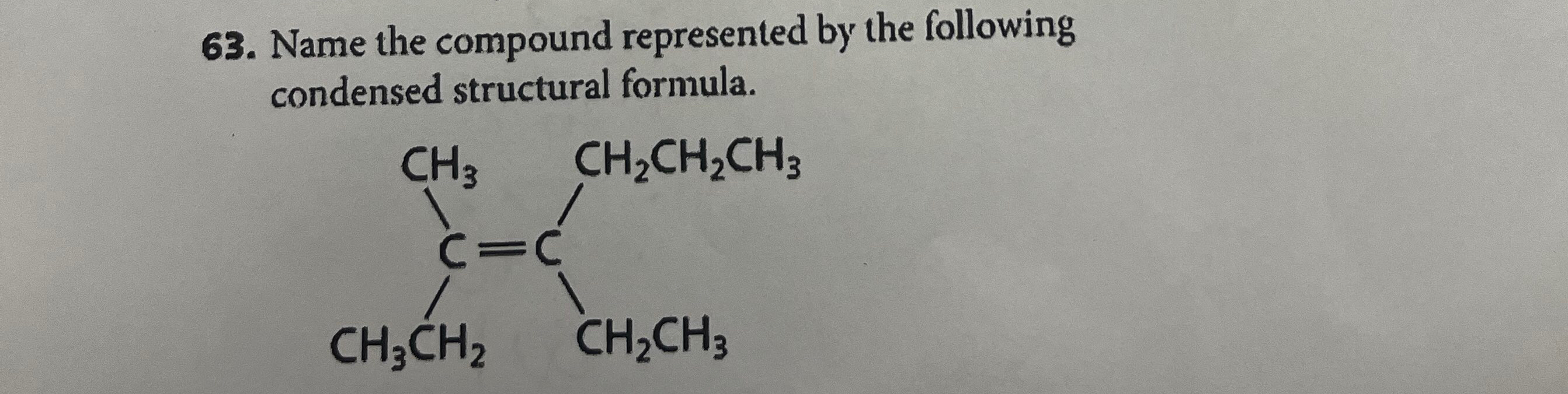 Solved Name the compound represented by the following | Chegg.com
