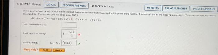 Solved 5. 10.37/1.11 Points) DETAILS PREVIOUS ANSWERS | Chegg.com Solved 5. 10.37/1.11 Points) DETAILS PREVIOUS ANSWERS | Chegg.com