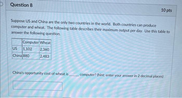 Solved Suppose US and China are the only two countries in | Chegg.com