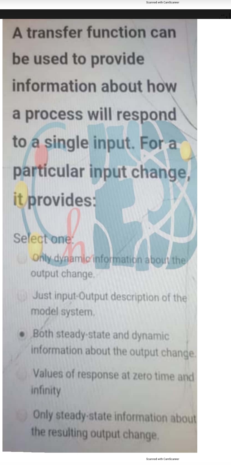 Solved A transfer function can be used to provide | Chegg.com