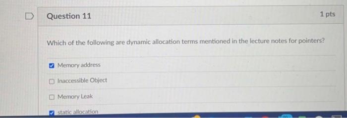 Solved Which of the following are dynamic allocation terms | Chegg.com