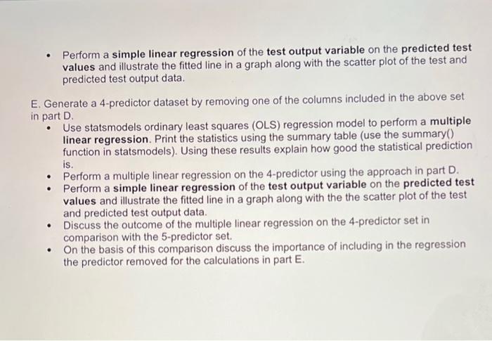 Solved C. Perform a simple linear regression of the | Chegg.com