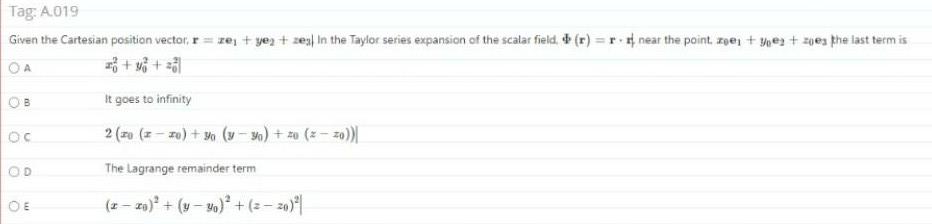 Solved zej + yez + zeg in the Taylor series expansion of the | Chegg.com
