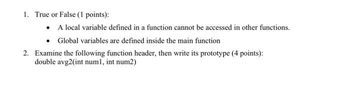Solved 1. True or False (1 points): - A local variable | Chegg.com