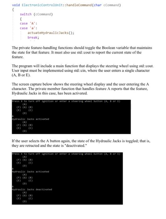 Solved Write a C ++ class to simulate the Electronic Control | Chegg.com